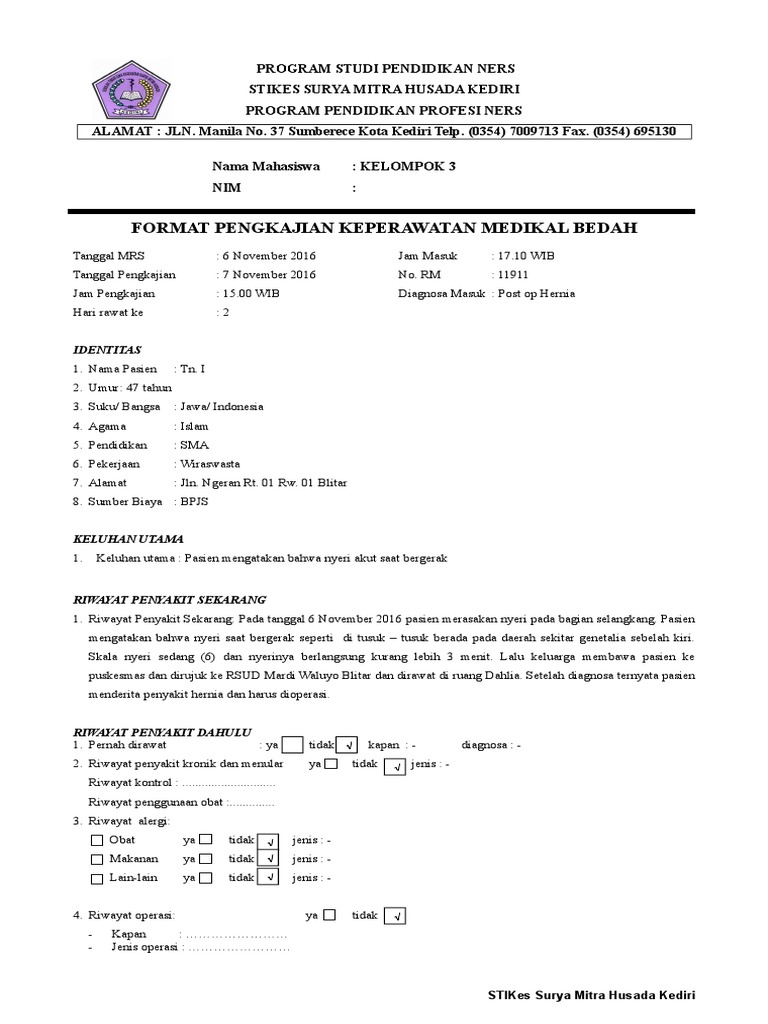 Format Pengkajian KMB Sistem Pernafasan | PDF