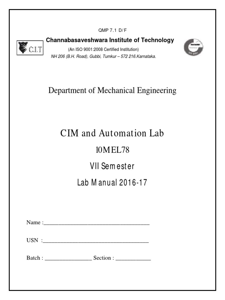 Cim and Automation Lab | Download Free PDF | Cartesian Coordinate ...