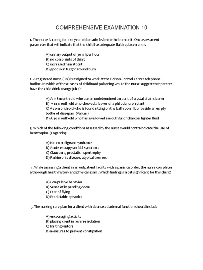 Comprehensive Examination 10 | PDF | Nursing | Cardiac Arrest