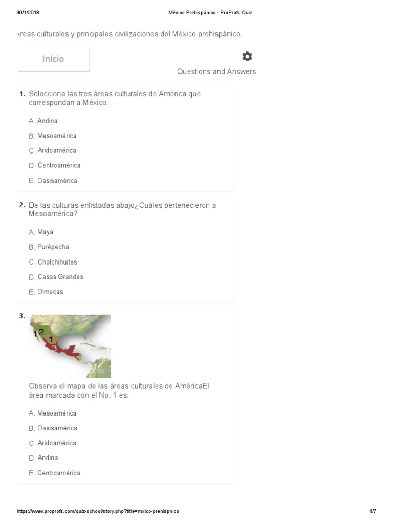 México Prehispánico - ProProfs Quiz | PDF | Mesoamérica | Era precolombina