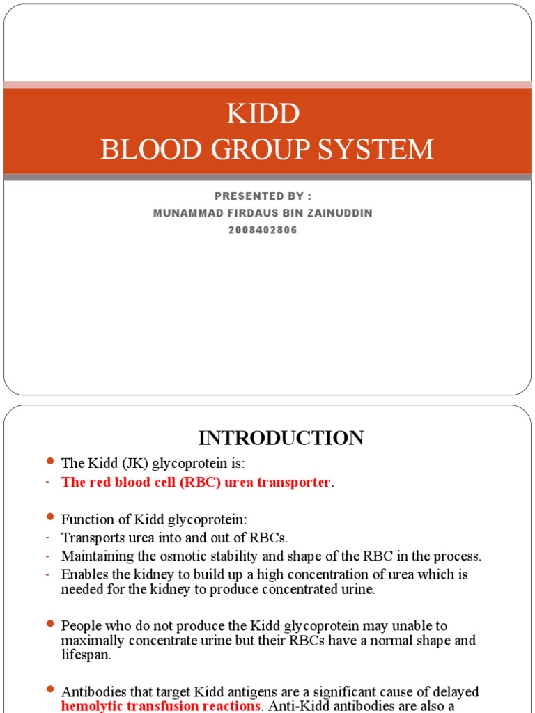 Kidd Blood Group System | PDF | Body Fluids | Cell Biology