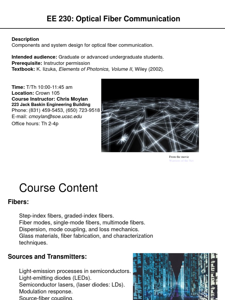 Components and System Design For Optical Fiber Communication | PDF ...