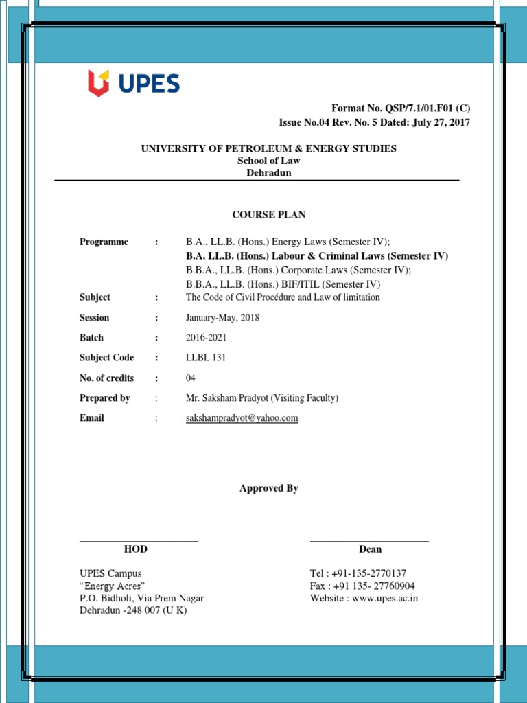 CPC - Course Plan | PDF | Lawsuit | Test (Assessment)
