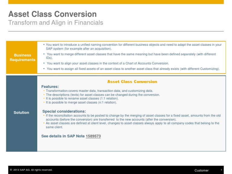 Asset Class Conversion (SAP) | PDF | Finance & Money Management