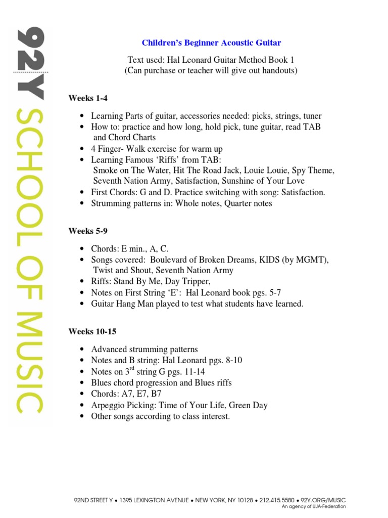 A 15-Week Introduction to Children's Acoustic Guitar: Building ...