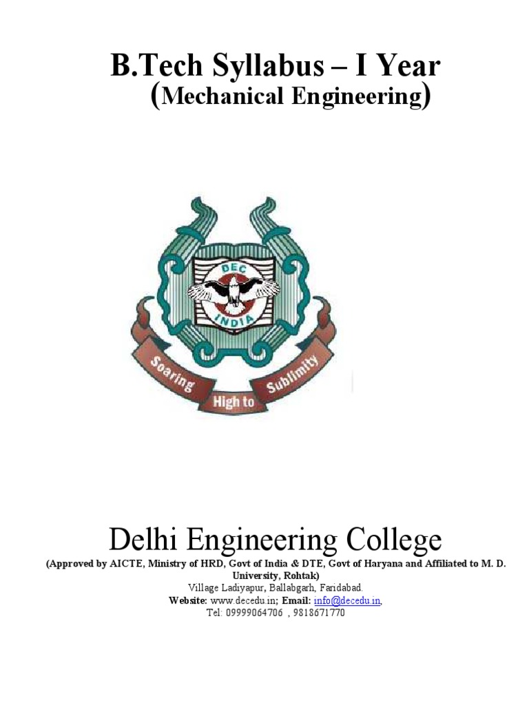 B.Tech Syllabus - I Year : Mechanical Engineering | PDF | Clutch | Steering