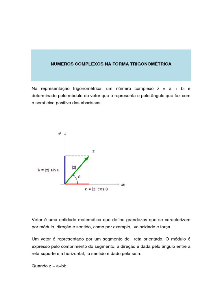 Complexos - Forma - Trigonometrica PDF | PDF | Número complexo ...
