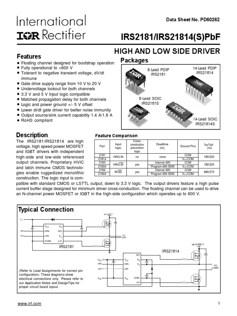 Irs 2181 | PDF | Field Effect Transistor | Logic Gate