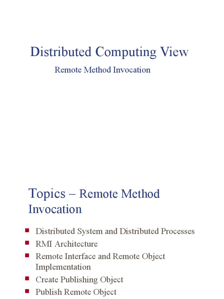 Distributed Computing Remote Method Invocation Rmi Pdf Areas Of Computer Science Class 