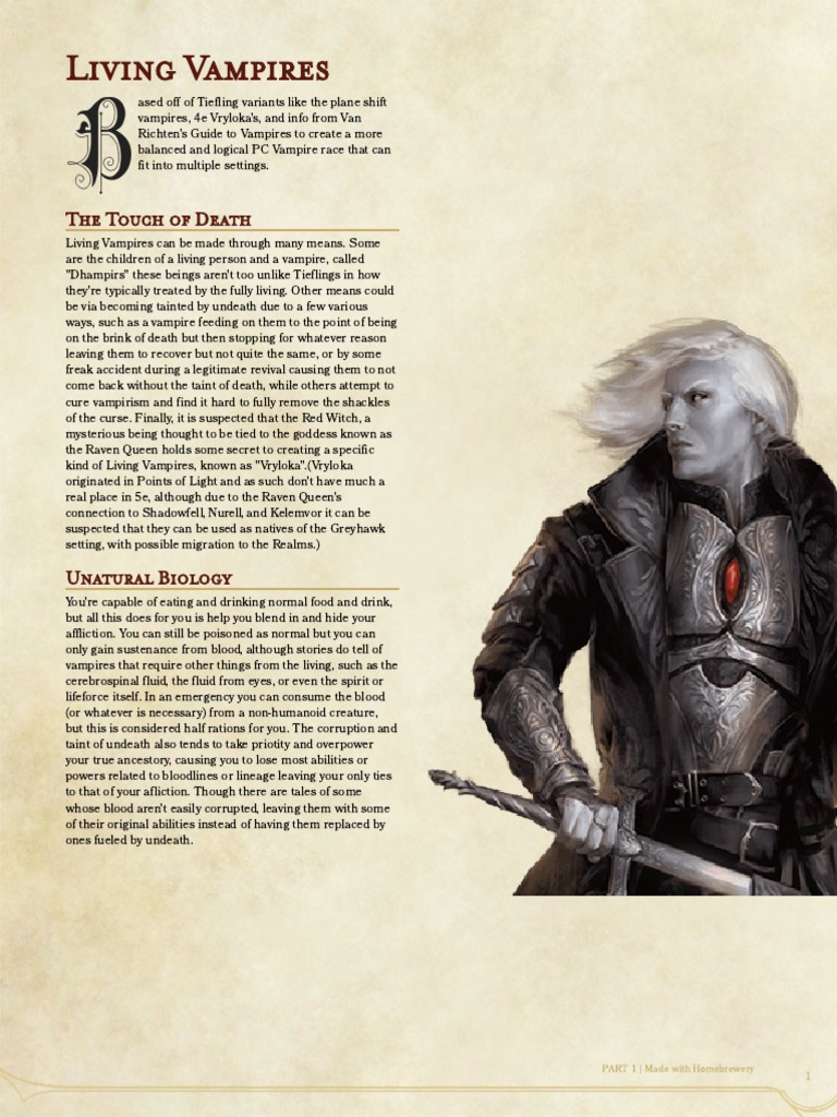Living Vampire Race PDF | PDF | Vampires | Dwarf (Dungeons & Dragons)