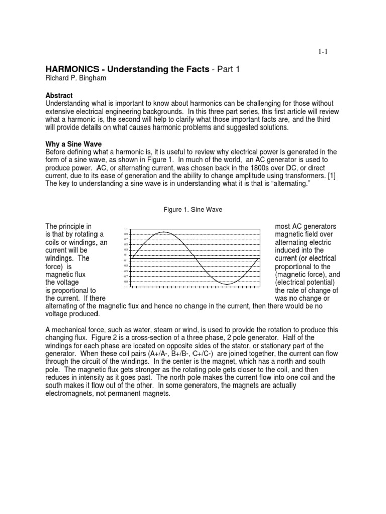 HARMONICS - Understanding The Facts - Part 1: Figure 1. Sine Wave | PDF ...