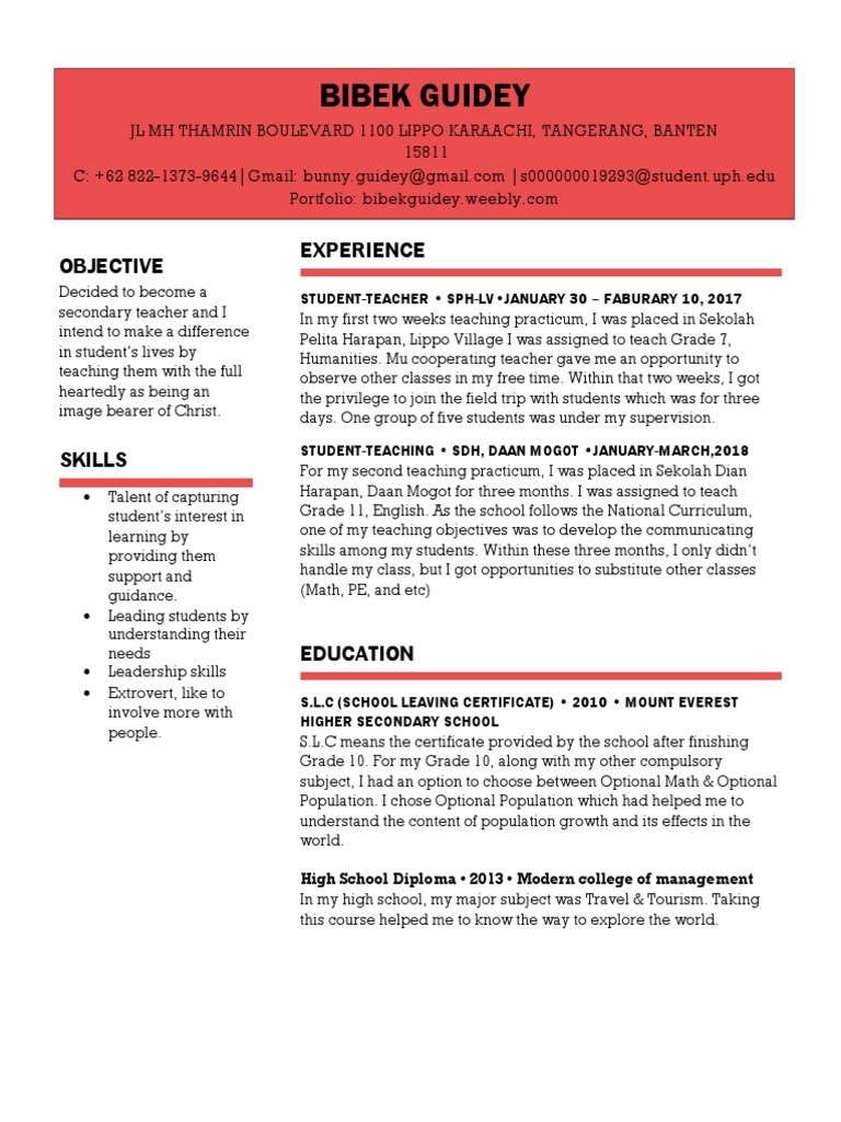 Bibek CV | PDF | Volunteering | Teachers