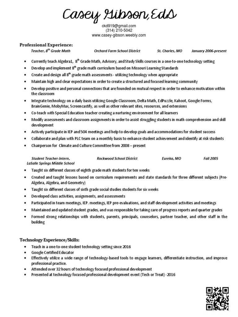 Casey Resume | PDF | Individualized Education Program | Teachers