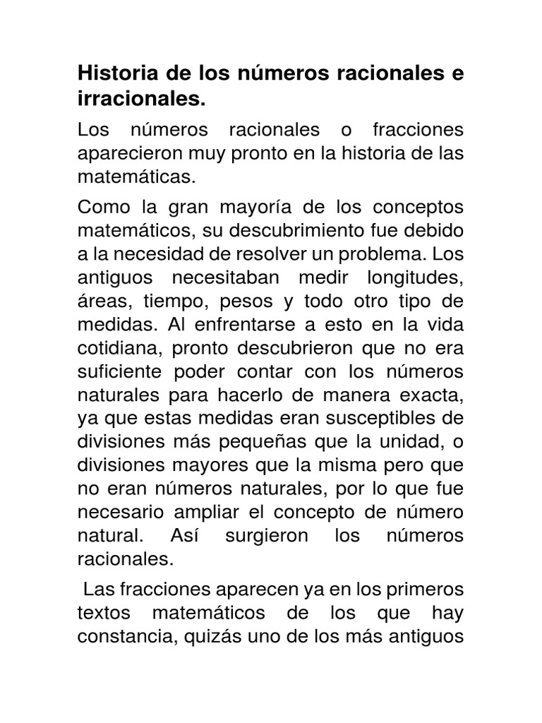 Historia de números racionales e irracionales | PDF | División ...