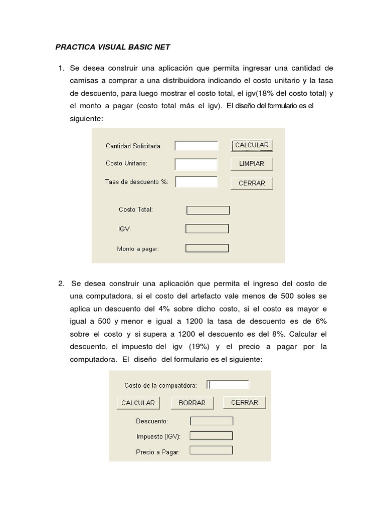 Practica Visual Basic | Descargar gratis PDF | Pie (unidad) | Informática y tecnología de la ...