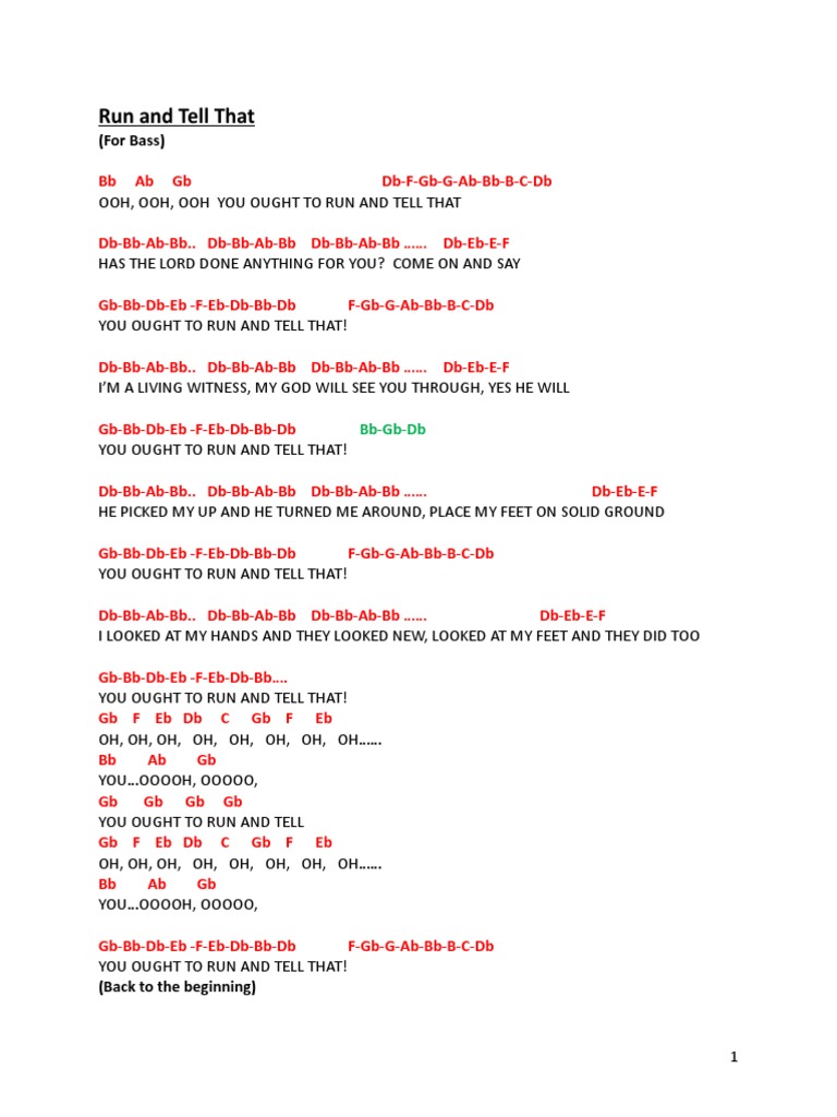Run and Tell That: (For Bass) | PDF