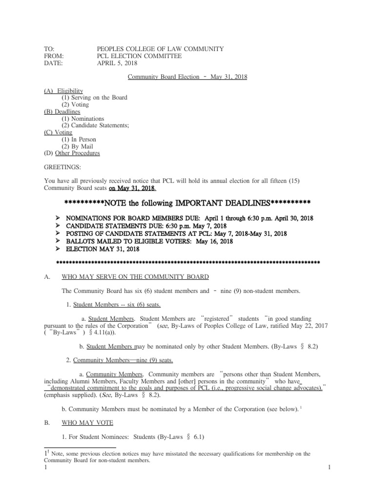 March 31, 2018 Community Board Election Notification | PDF | Elections ...