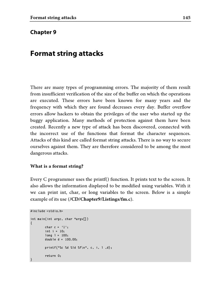001 Format String Attacks Pdf Subroutine C Programming Language