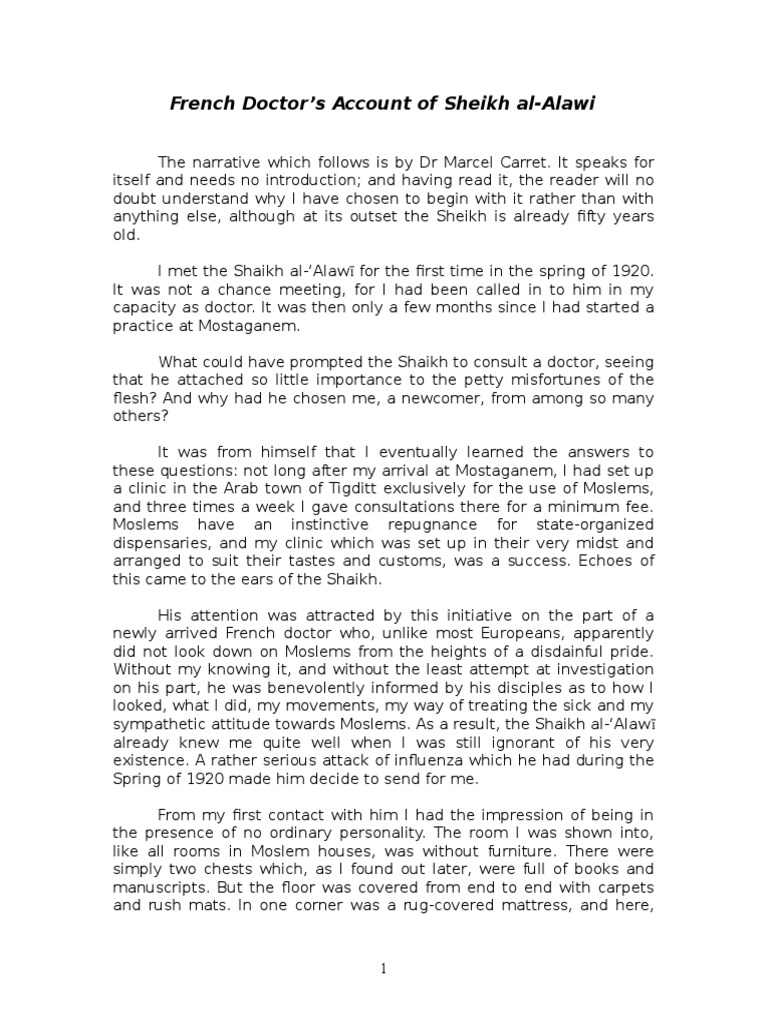 French Doctor's Account of Sheikh Al-Alawi | PDF | Muhammad | Religion ...
