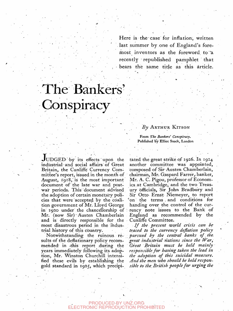 Arthur Kitson - The Bankers Conspiracy | PDF | Money | Trade