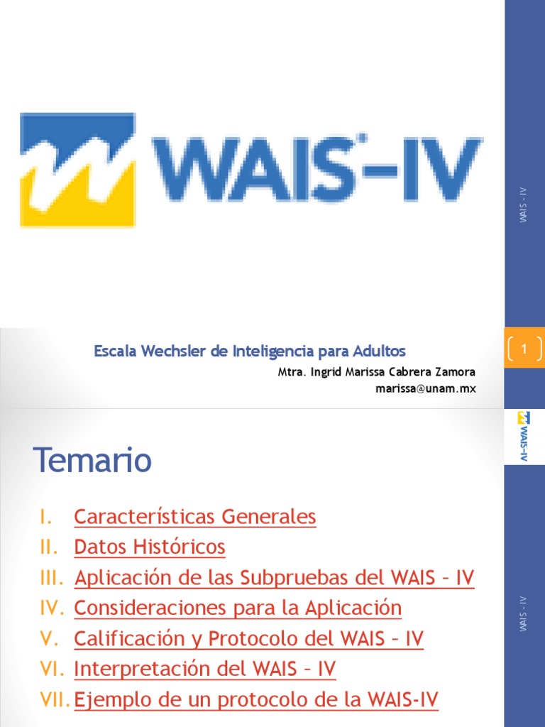 Wais IV Junio2014 | Cociente de inteligencia | Escala de inteligencia ...