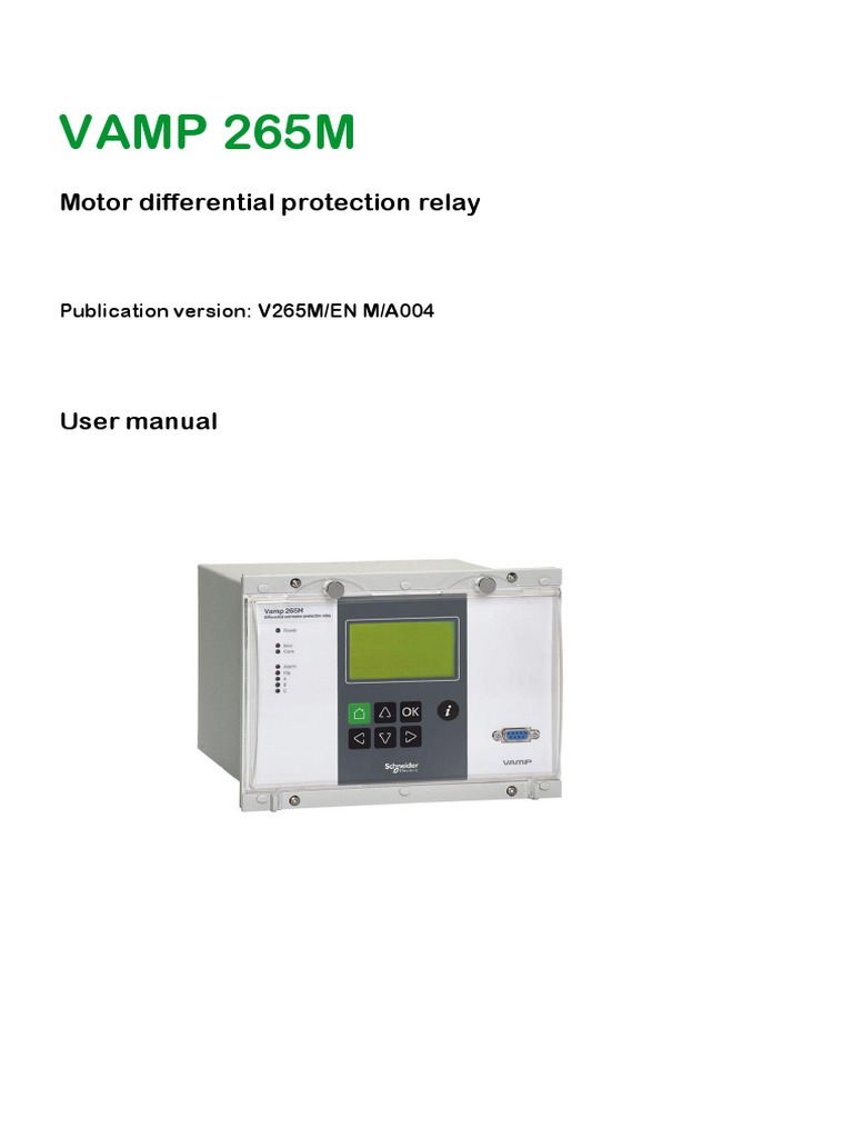 VAMP 265M: Motor Differential Protection Relay | PDF | Menu (Computing) | Relay