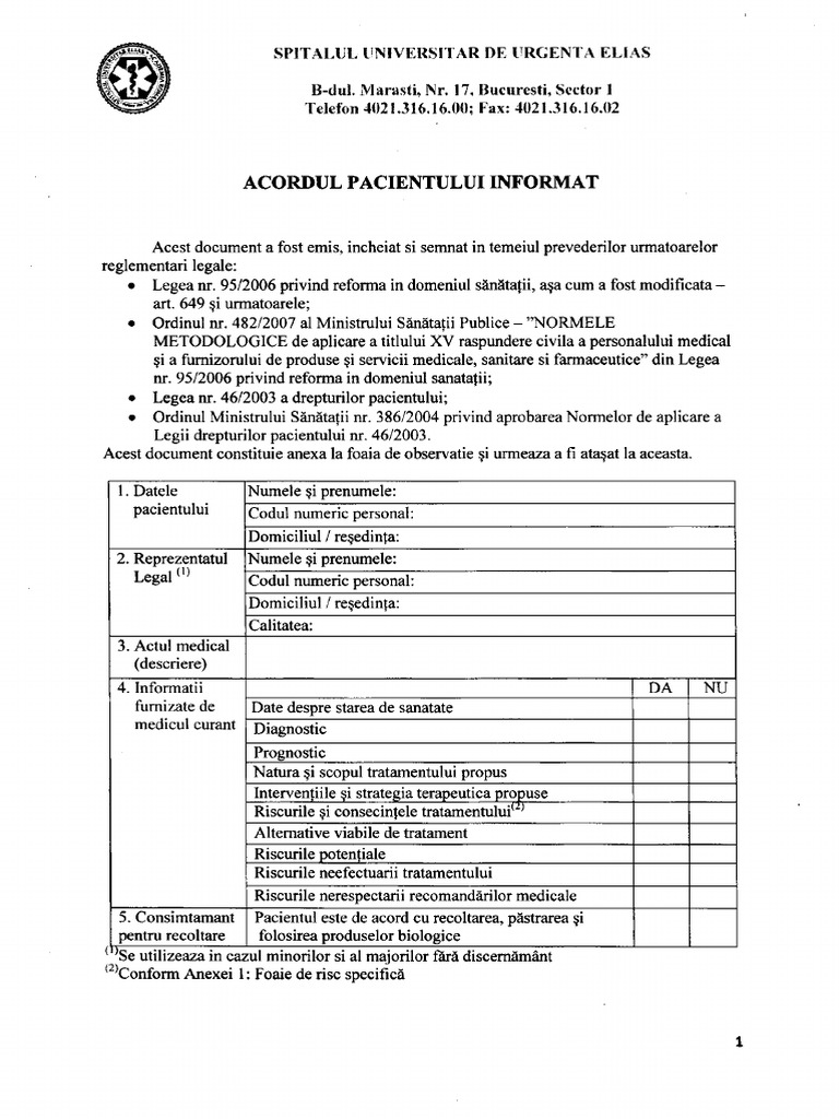 Acordul Pacientului 1 | PDF
