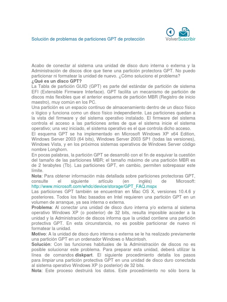 Solución de Problemas de Particiones GPT de Protección | PDF ...