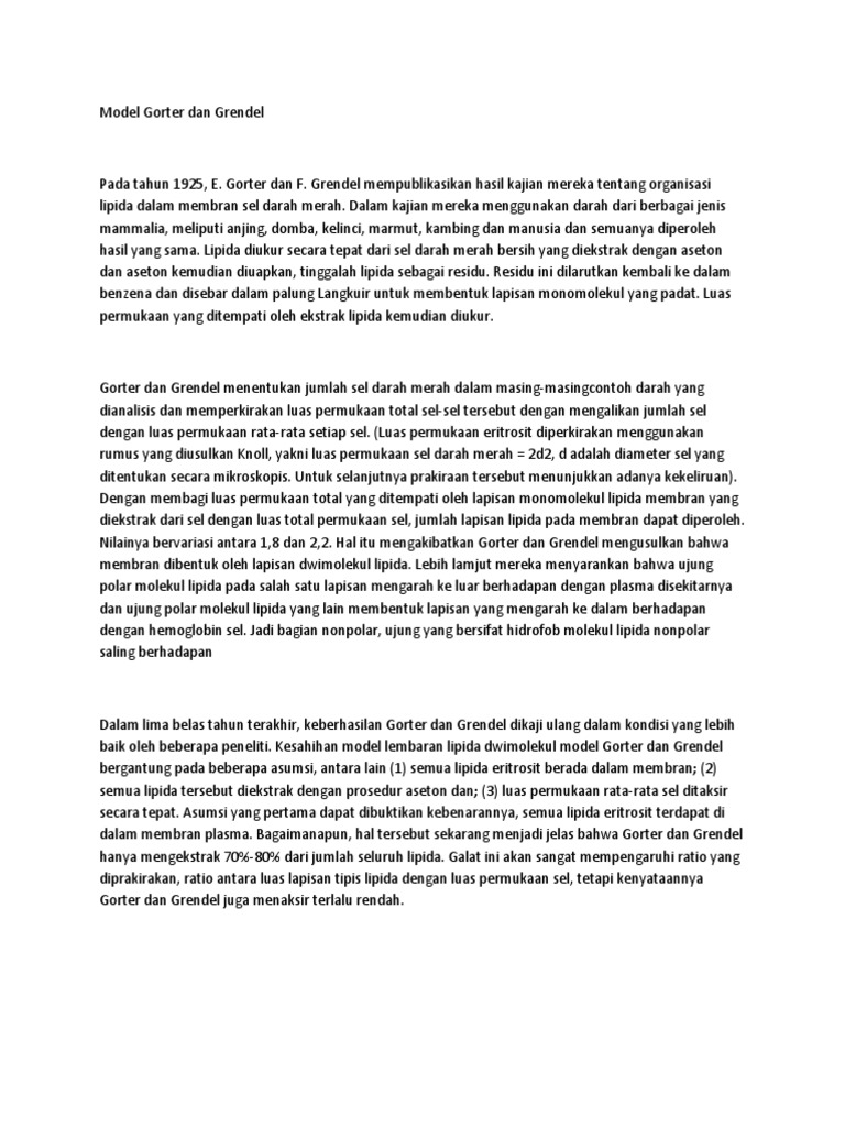 Model Gorter Dan Grendel Materi Biologi Sel | PDF