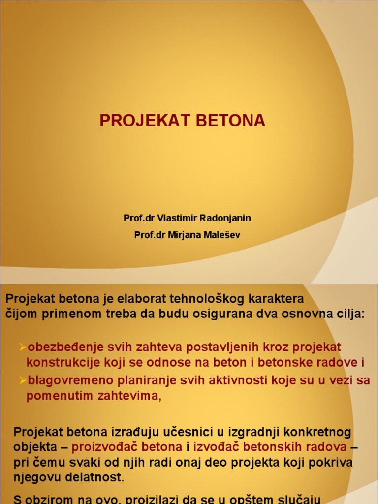 13 Tehnologija Betona Projekat Betona | PDF