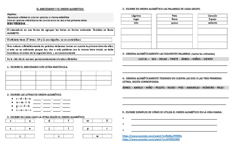 El Abecedario y El Orden Alfabetico | PDF | Alfabeto | Escritura