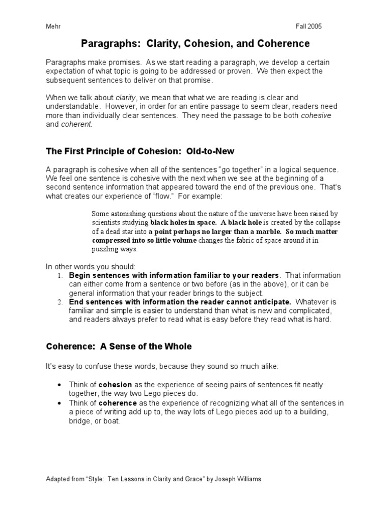 Clarity, Cohesion, and Coherence | PDF | Paragraph | Information