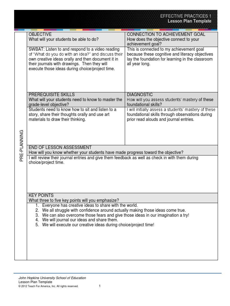 Creativity Lesson Plan | PDF | Lesson Plan | Educational Assessment