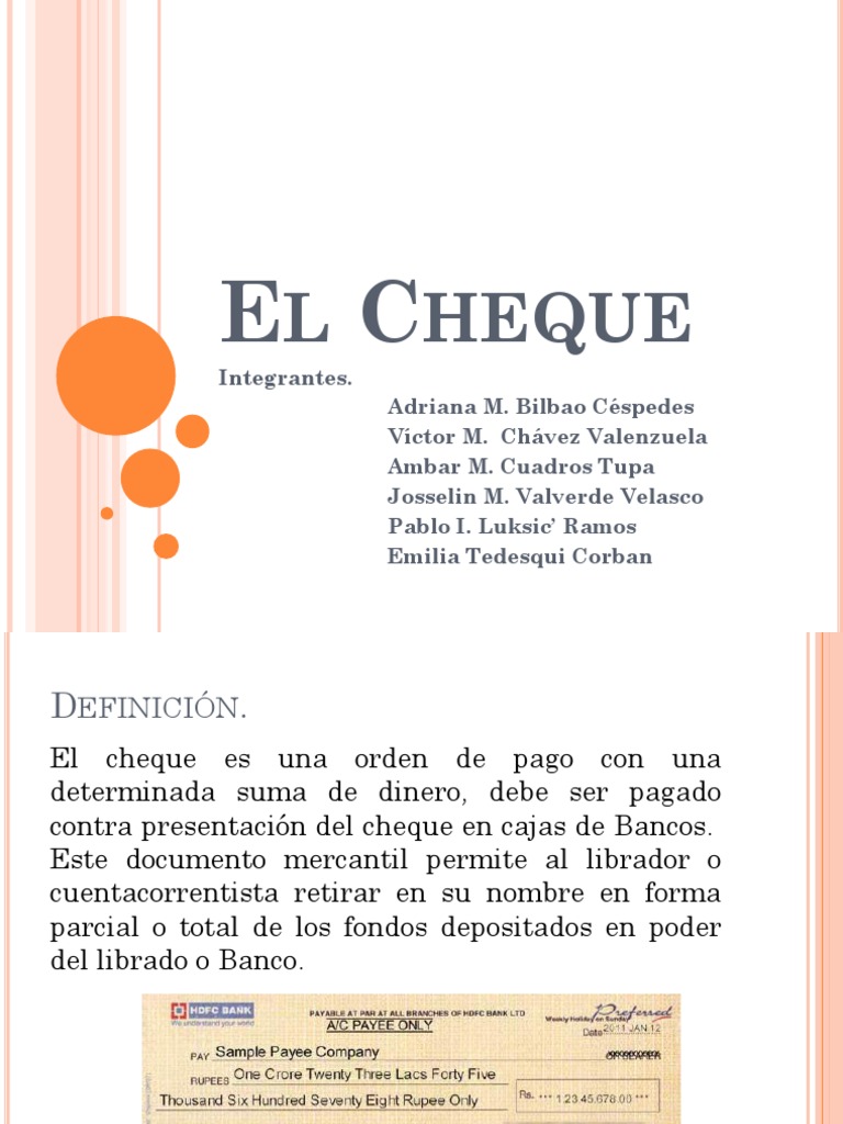 El Cheque Diapositivas | PDF | Cheque | Dinero