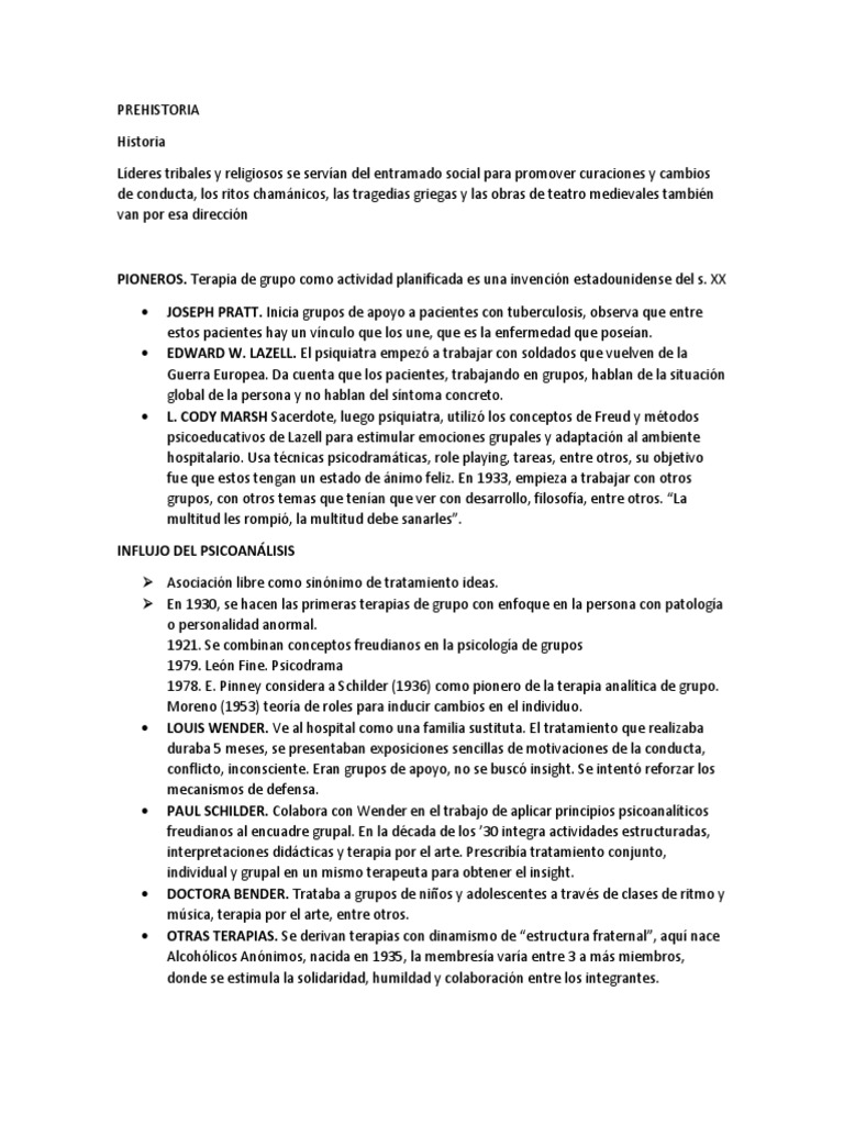 Terapia de grupo y Louis Wender | PDF | Psicoanálisis | Sigmund Freud