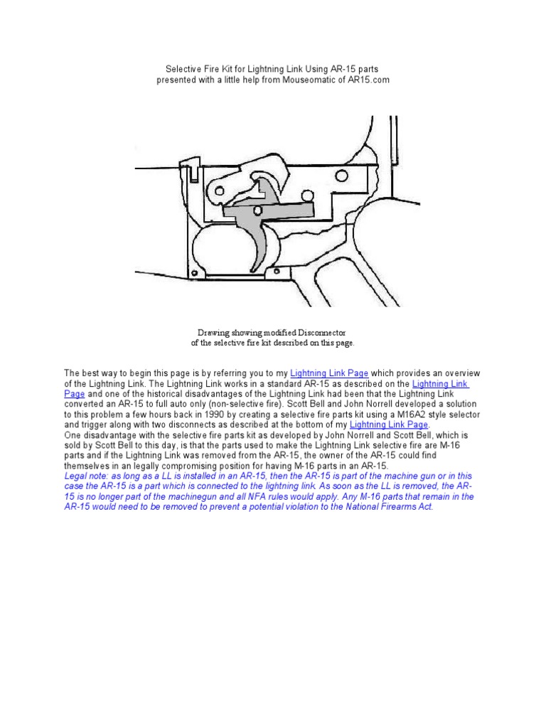 AR-15 Selective Fire Lightning Link Kit | PDF | Trigger (Firearms ...