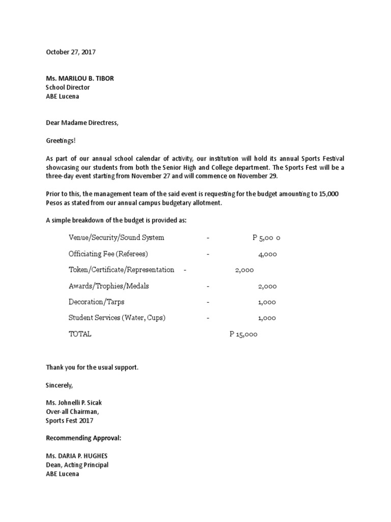 Sportsfest Letter | PDF