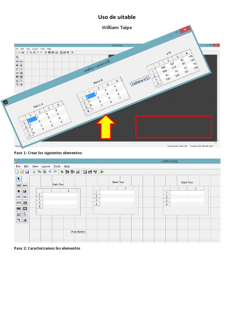Uso de Uitable GUI MATLAB - Ciro William Taipe Huaman | PDF