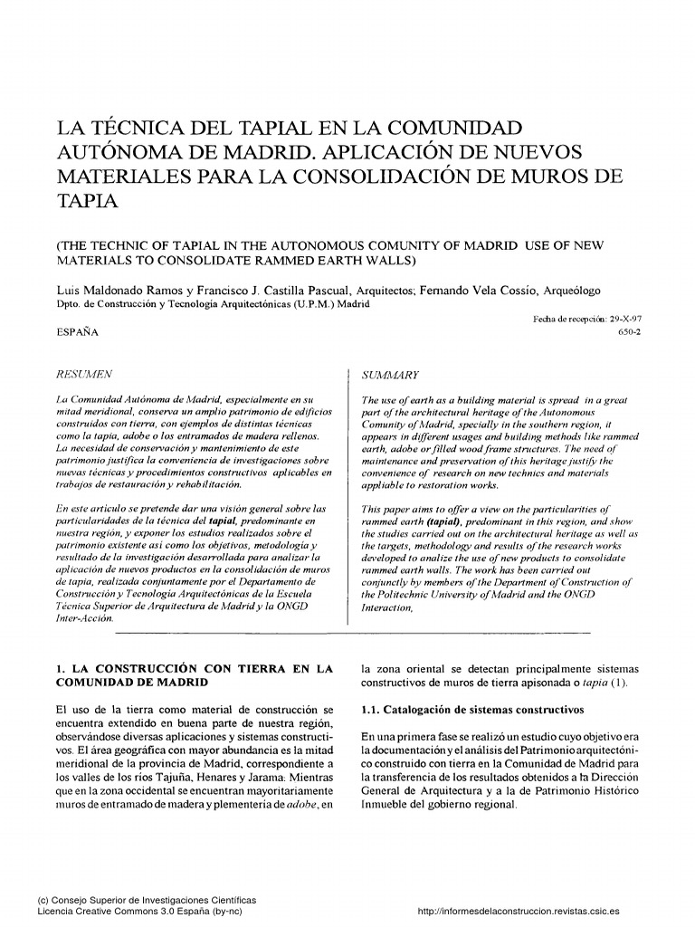 Innovaciones en la técnica del tapial | PDF | Techo | Ingeniería de ...