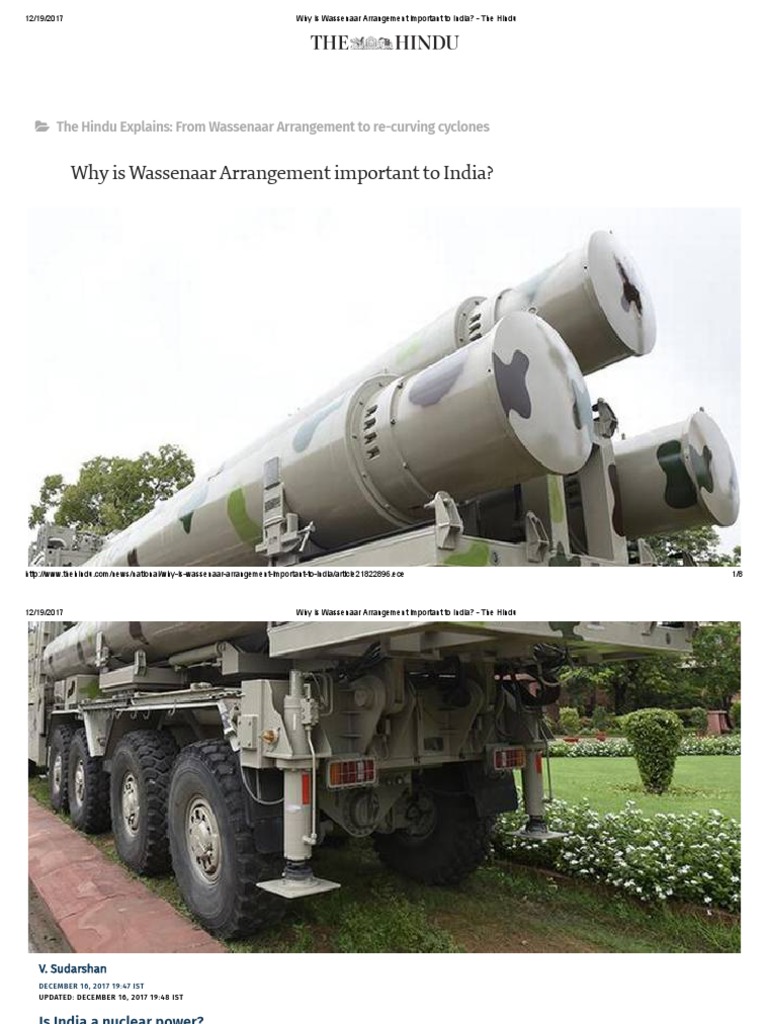 Why Is Wassenaar Arrangement Important To India - The Hindu | PDF | Nuclear Weapons | Nuclear ...