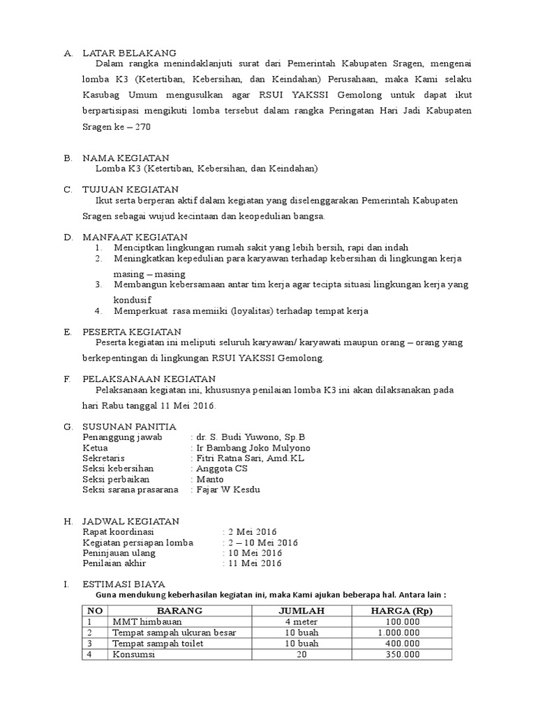 Proposal Lomba k3 | PDF