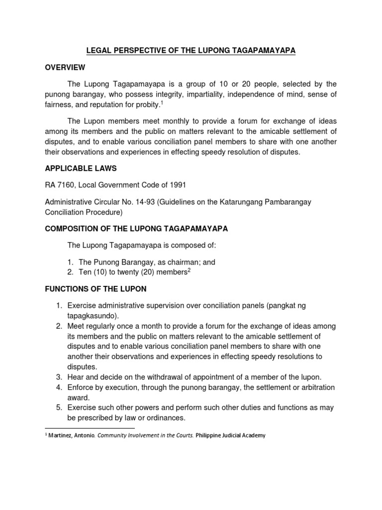 Lupon Tagapamayapa | Mediation | Social Institutions