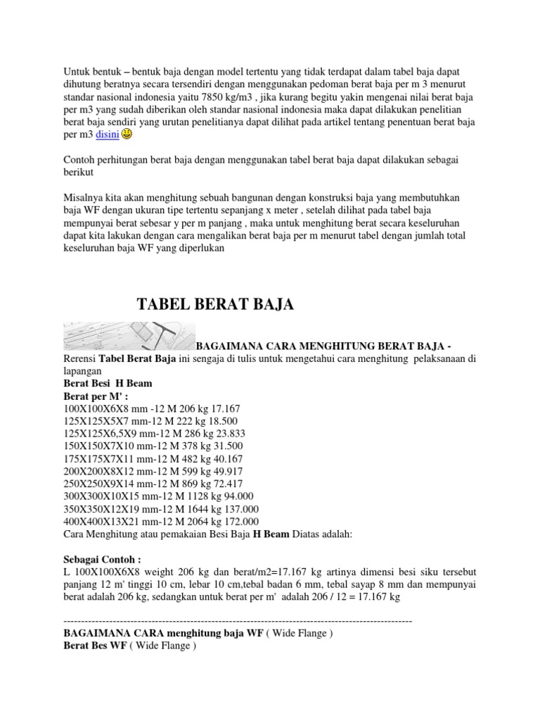 Tabel Berat Besi | PDF