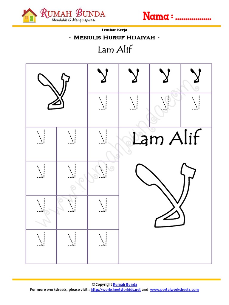 Menulis Hijaiyah Lam Alif-Ya | PDF