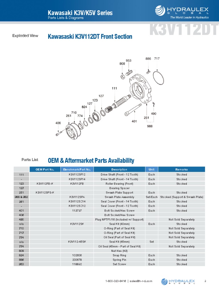 K3V Series Parts Diagrams | PDF | Screw | Valve