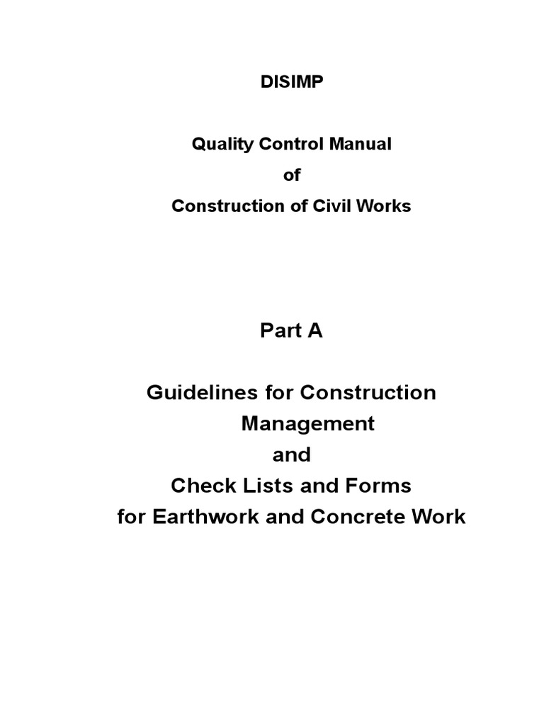 Part A Guidelines For Construction Management and Check Lists and Forms ...