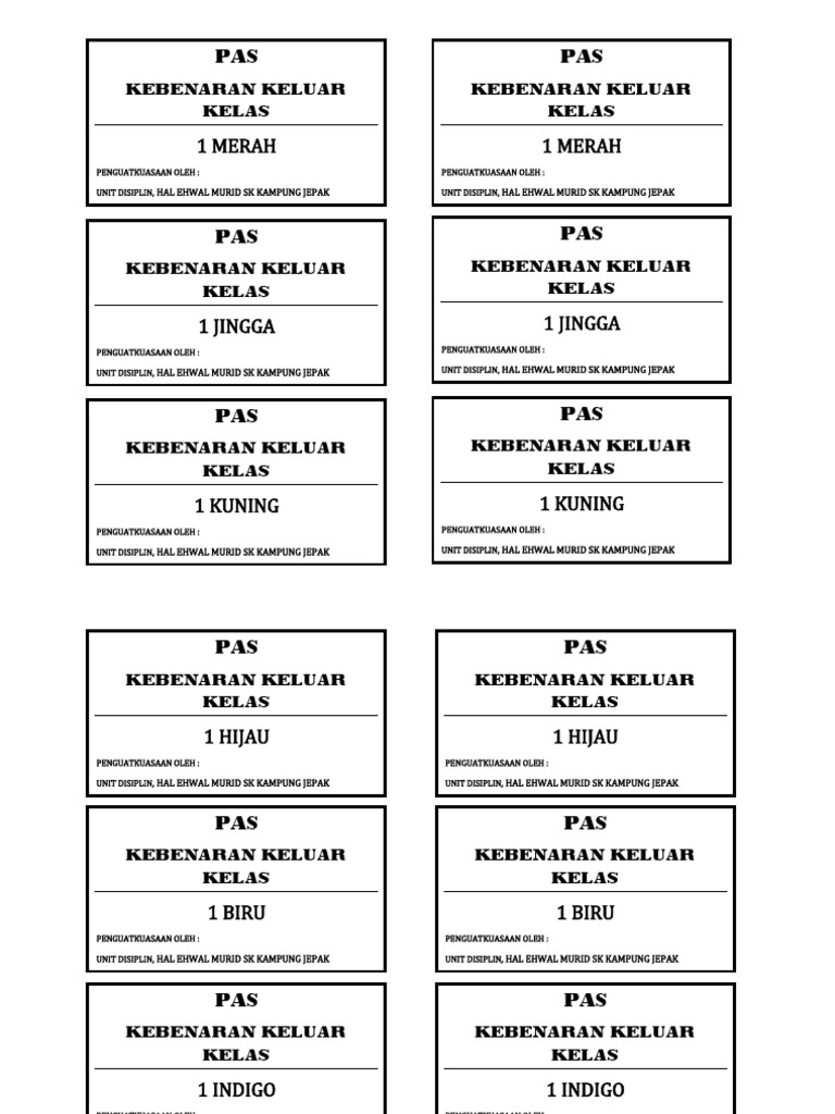 Pas Kebenaran Keluar Kelas | PDF