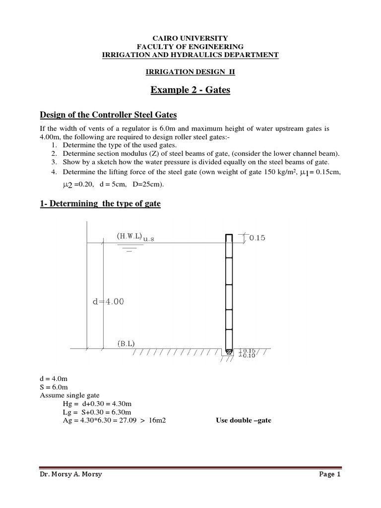 Example 2 - Gates: Design of The Controller Steel Gates | Download Free ...