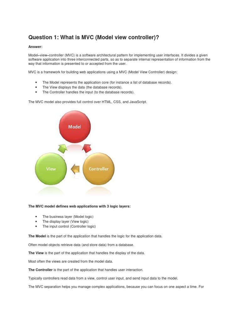 ASP.NET MVC Interview Questions Guide | PDF | Model–View–Controller ...