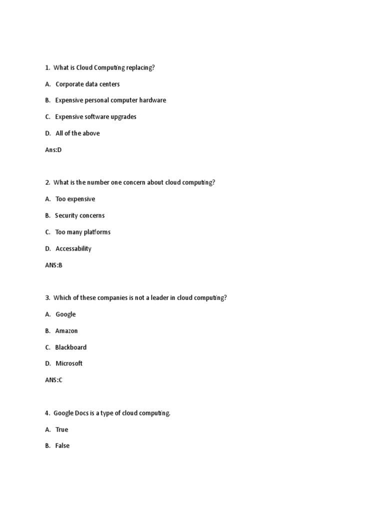 Cloud Questions and Answer | PDF | Cloud Computing | Platform As A Service